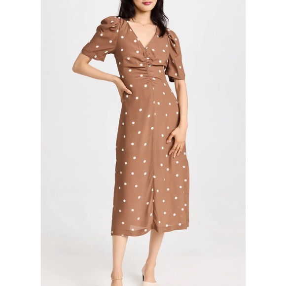 Anthropologie | Dresses | Sale Pinecone Polka Dot Midi Dress | Poshmark